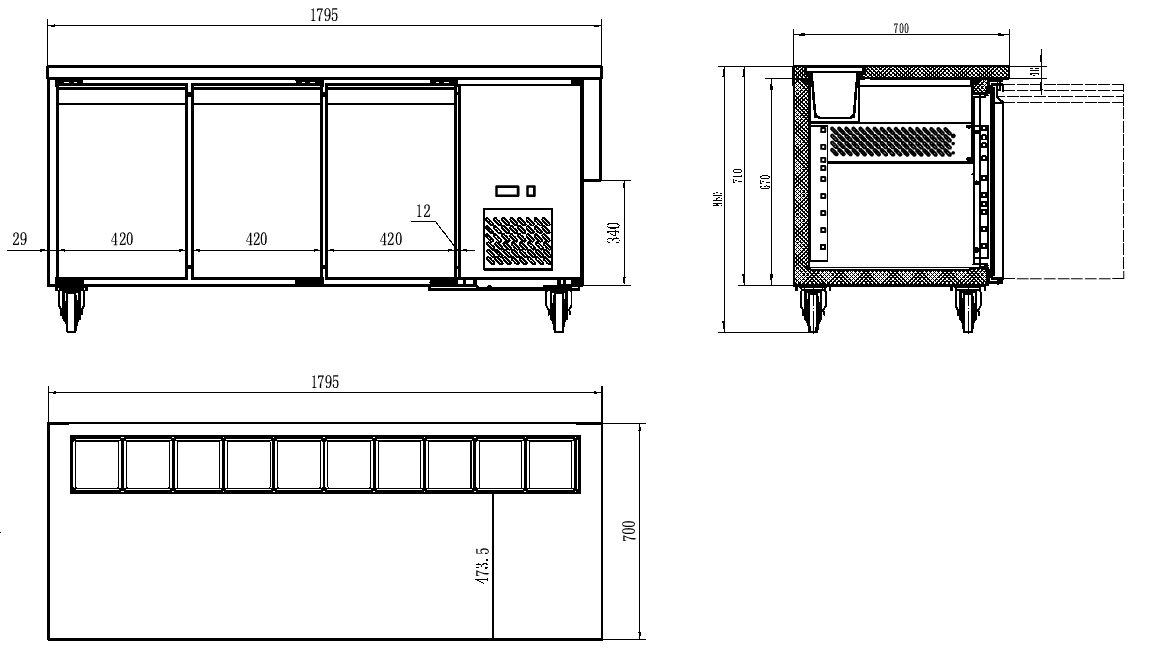 GN 3100TN Coldpan Line drawing – Trufrost
